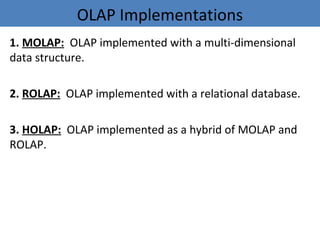 Dwh lecture 11-molap | PPT