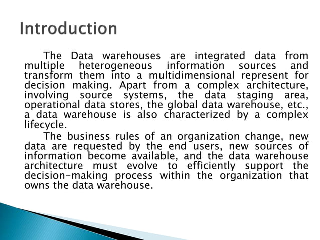 Data warehouse presentaion | PPTX