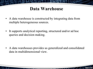 Data warehouse and User interface | PPT