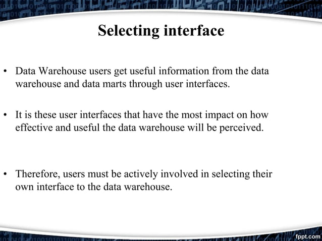 Data warehouse and User interface | PPT