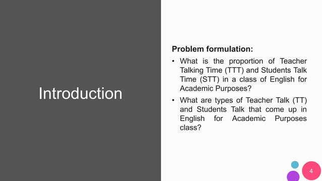 Teacher Talking Time and Students Talking Time in English for Academic ...