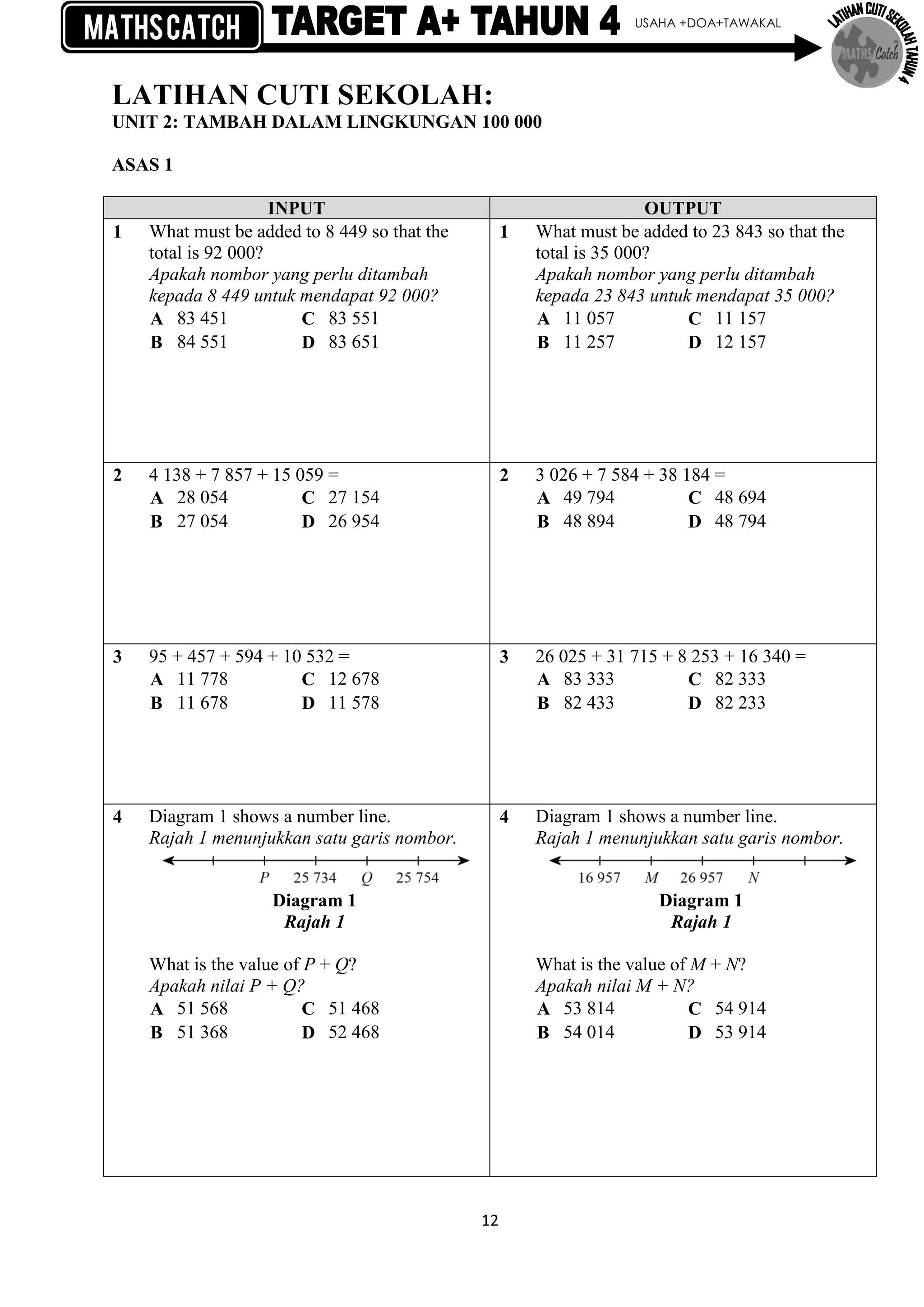 [Dwibahasa] modul latihan asas matematik tahun 4 | PDF | Beadwork | Arts and Crafts