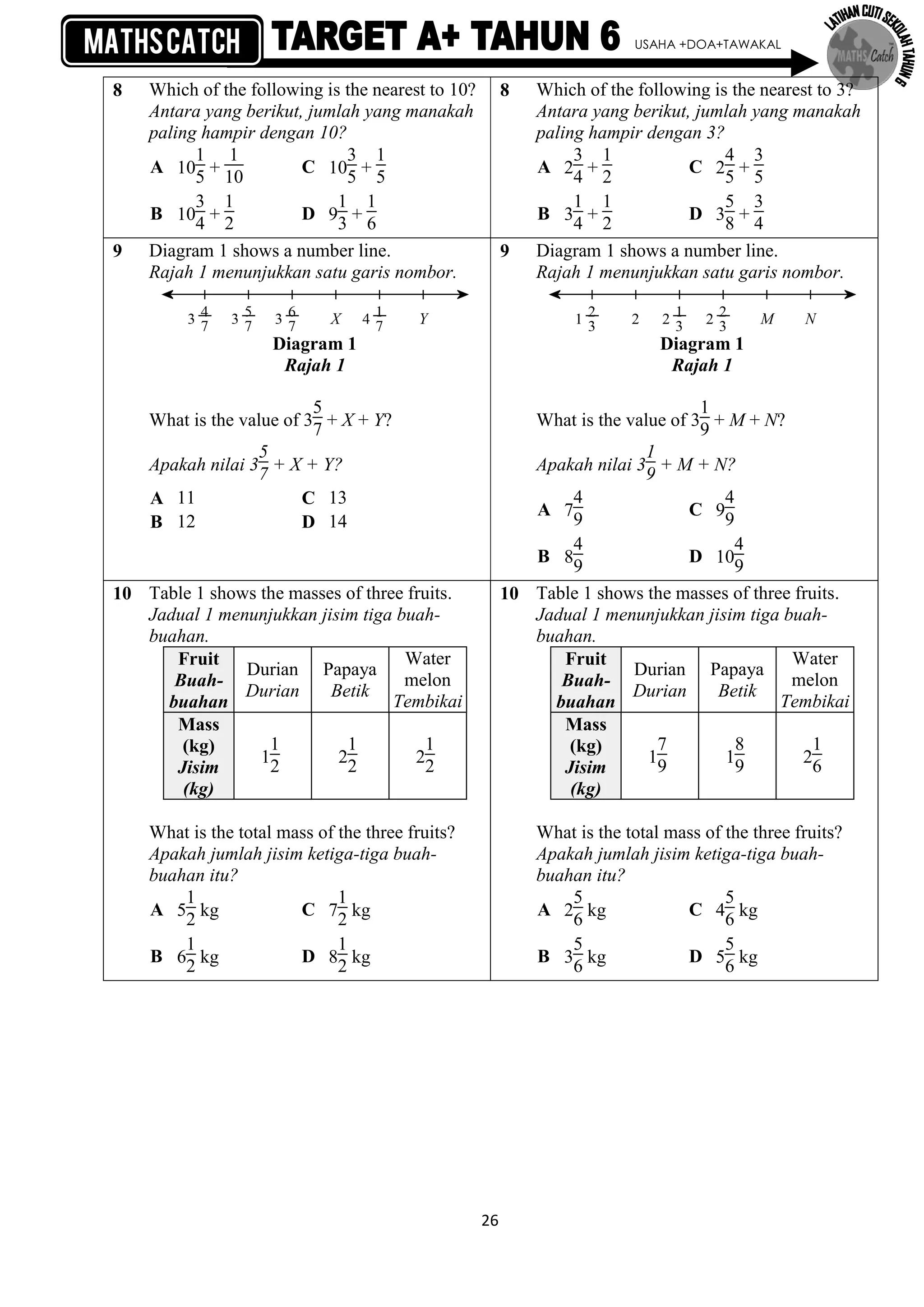 [Dwibahasa] modul latihan asas matematik tahun 6 | PDF