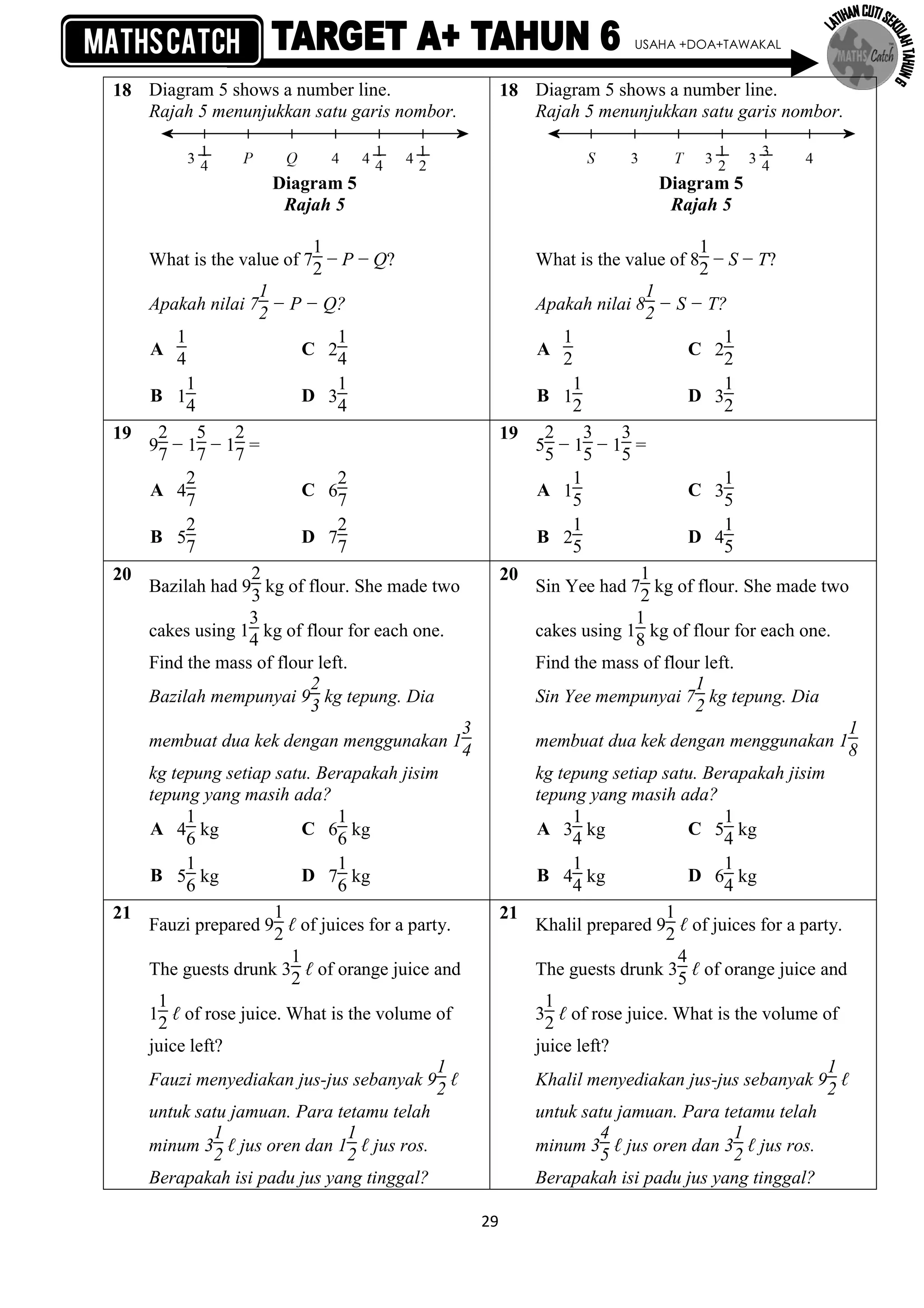 [Dwibahasa] modul latihan asas matematik tahun 6 | PDF