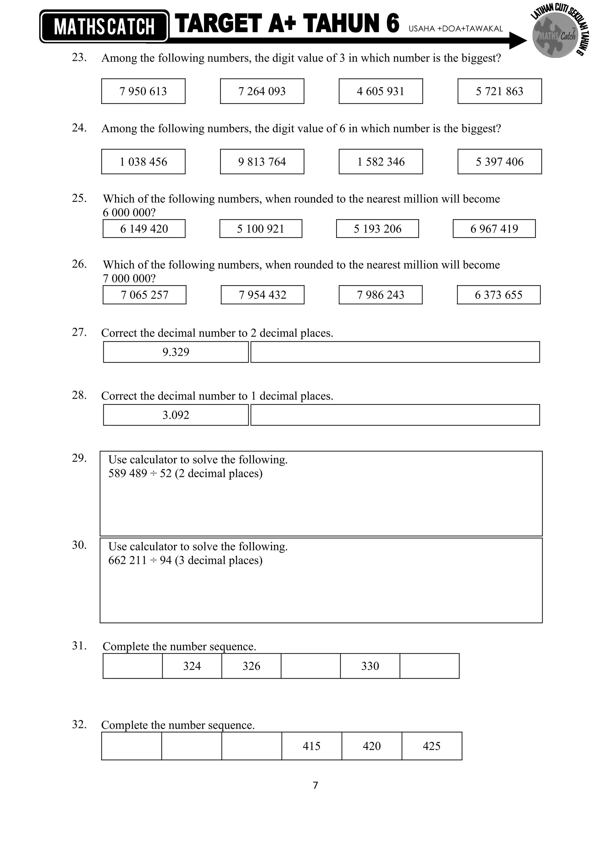 [Dwibahasa] modul latihan asas matematik tahun 6 | PDF