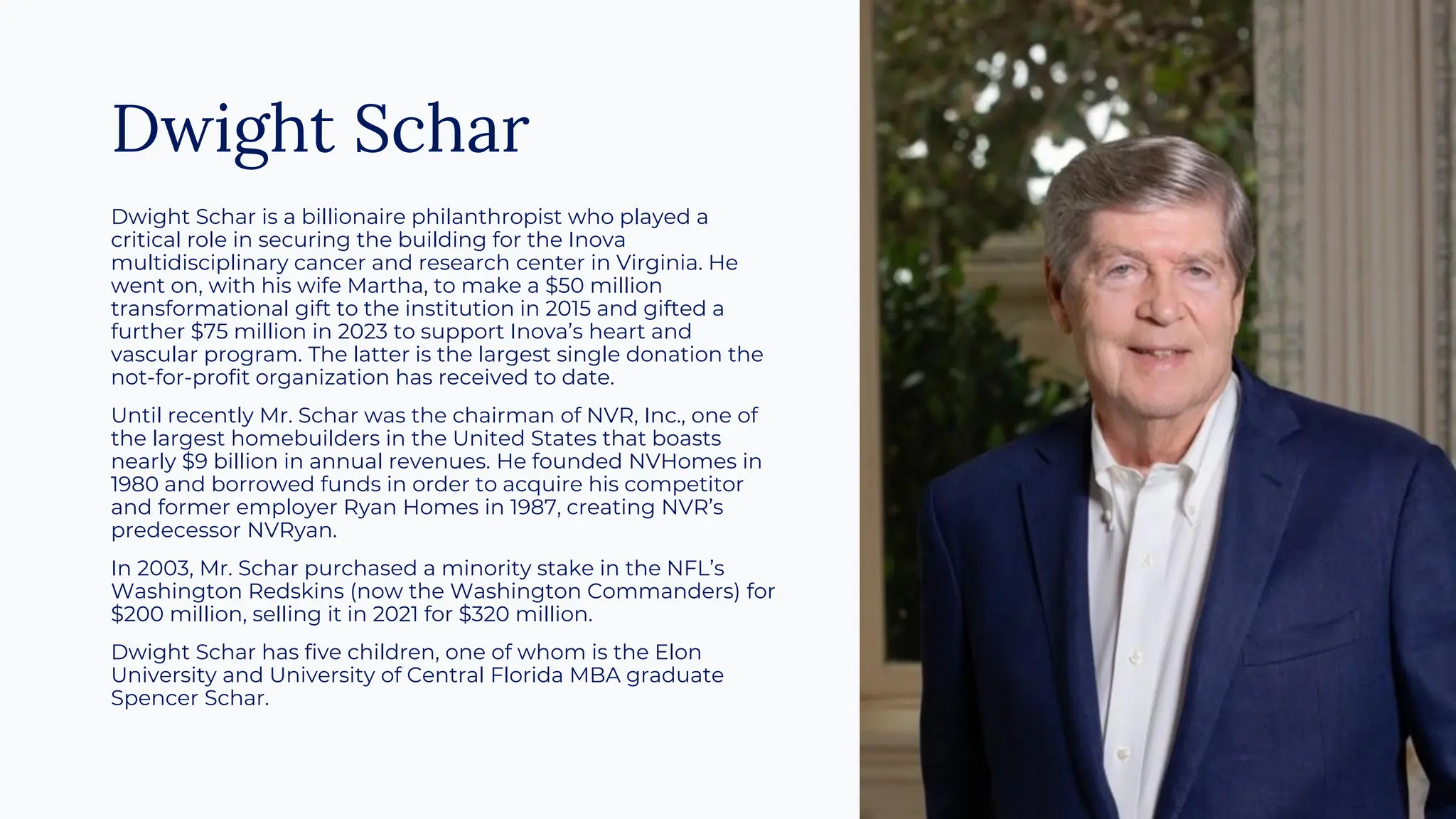 About Dwight Schar - Businessman and Philanthropist | PPT