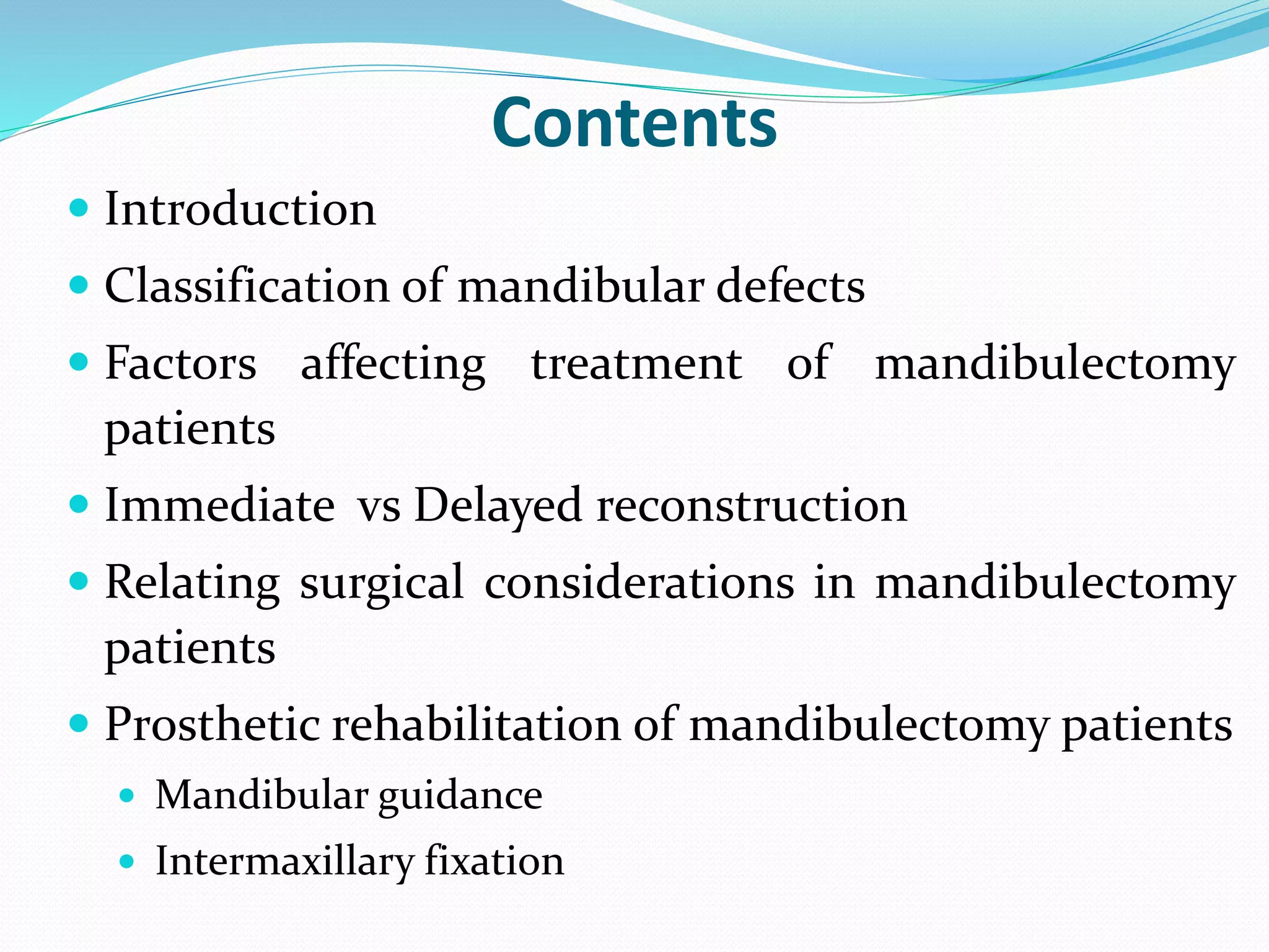 Management of aquired mandibular defect / mandible defect management | PPTX