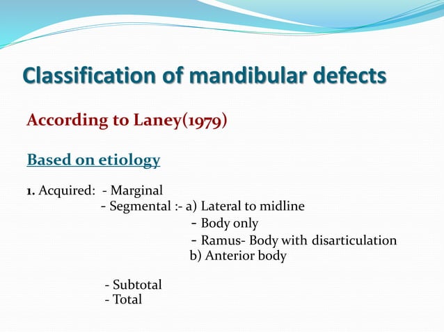 Management of aquired mandibular defect / mandible defect management | PPTX