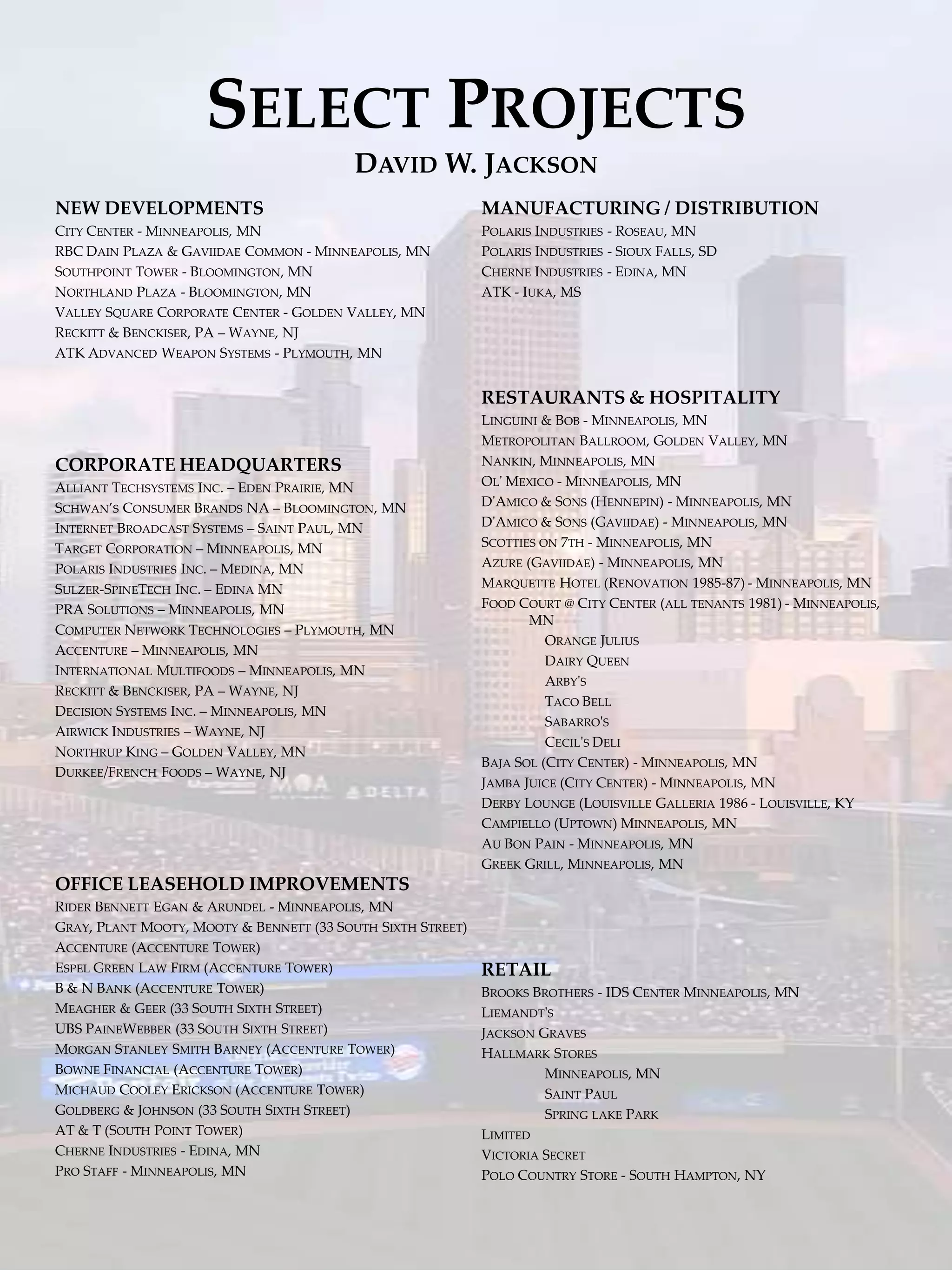 David W. Jackson - Background | PDF