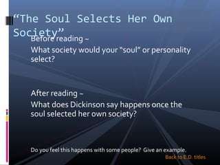 Emily Dickinson and Walt Whitman Overview | PPT