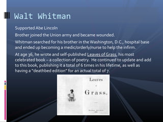 Emily Dickinson and Walt Whitman Overview | PPT