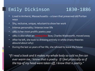 Emily Dickinson and Walt Whitman Overview | PPT