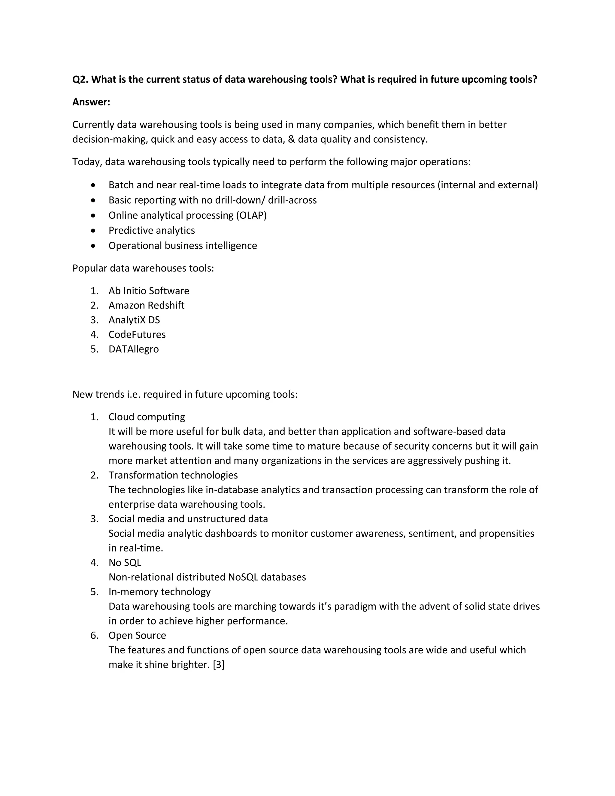 Data Warehouse Questions | PDF