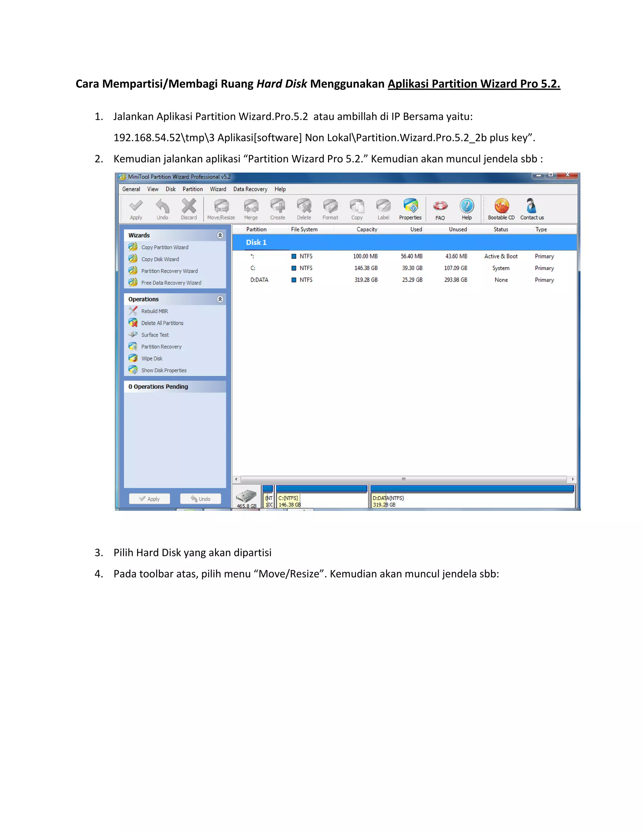 Manual partisi hard disk menggunakan partition wizard pro 5 | PDF