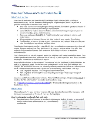 What's new in Design-Expert version 9? | PDF