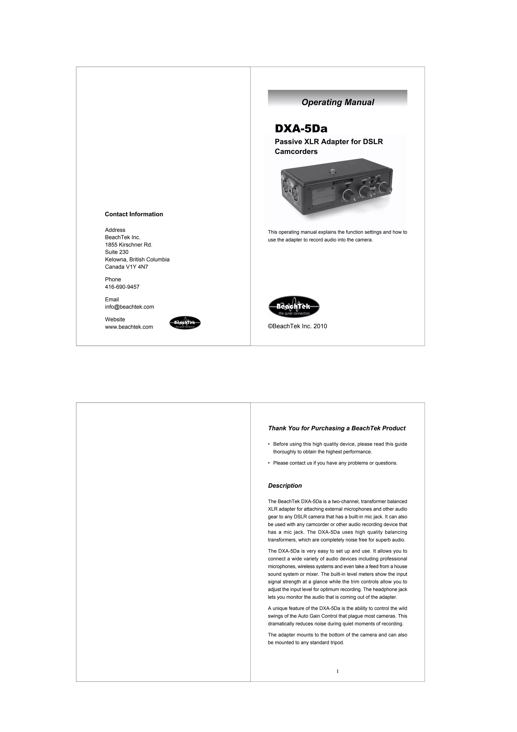 Beachtek DXA-5DA | PDF