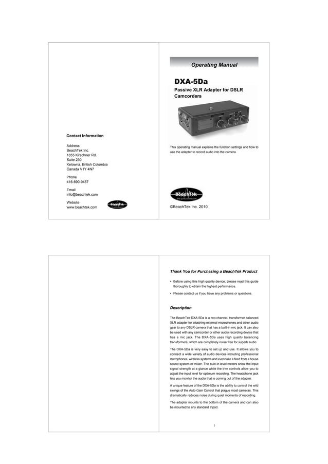 Beachtek DXA-5DA | PDF