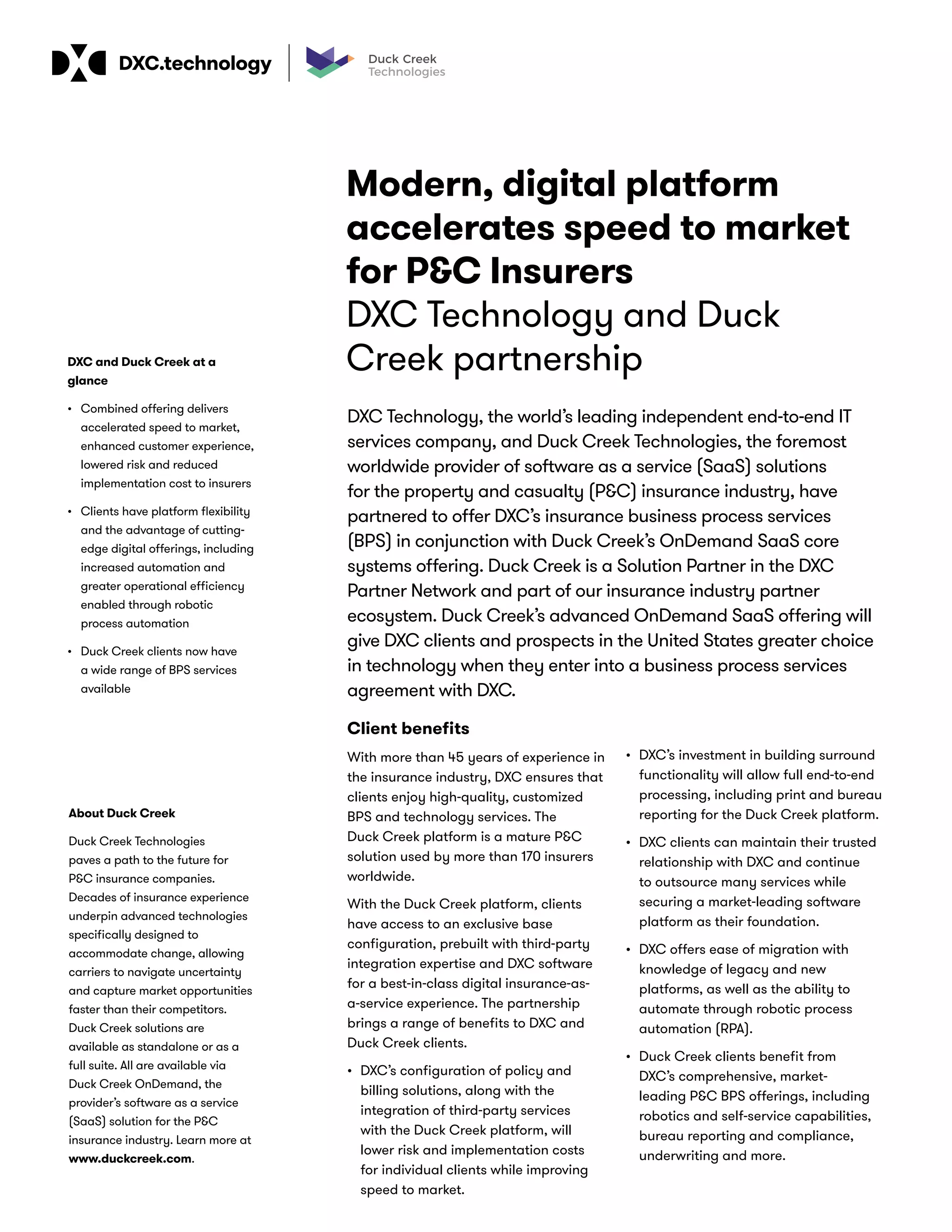 Dxc technology and_duck_creek_partnership_fact_sheet | PDF