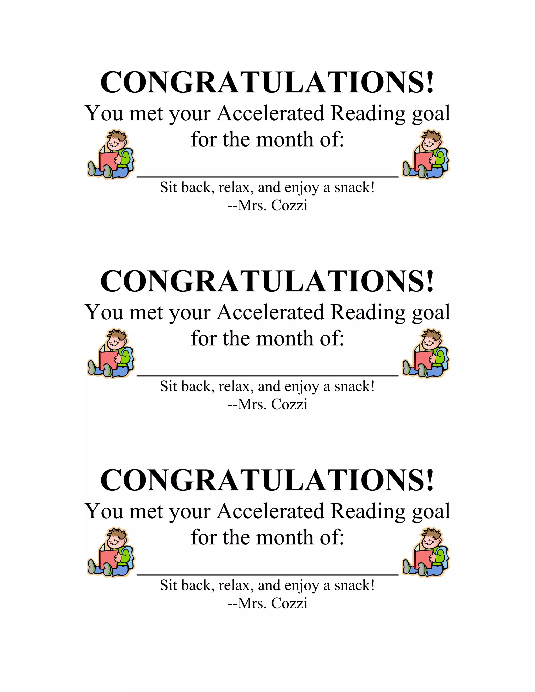 Accelerated reading goal form | DOC