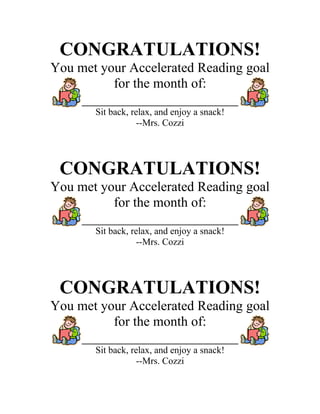 Accelerated reading goal form | DOC
