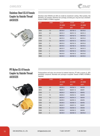 SME Cam and Groove hose couplings camlock quick disconnect adapter ...