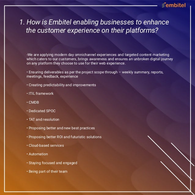 Embitel's Motto on Customer Experience and Changes they Bring in Digital Experience for ...