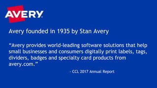 Avery’s Digital Transformation – New Products, New Technology [David ...