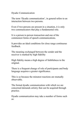 Dyadic communication | DOC