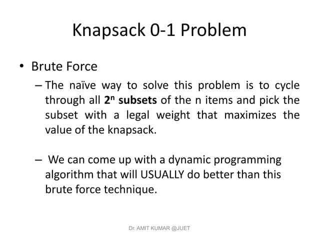 Dynamic Programming Knapsack 0 1 Pdf