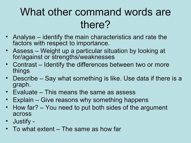 Command Words for GCSE Geography | PPT | Educational Assessment | Education