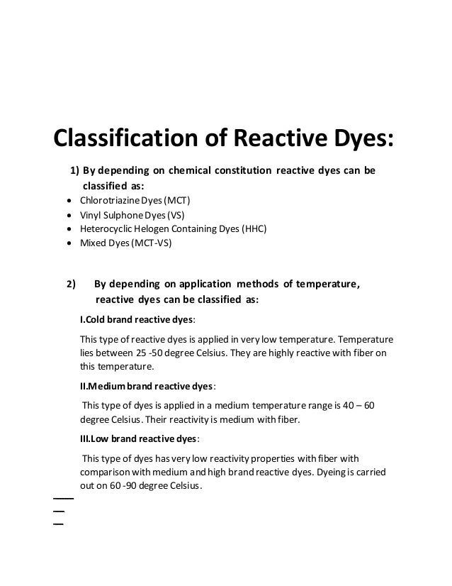 reactive dyes in dyeing