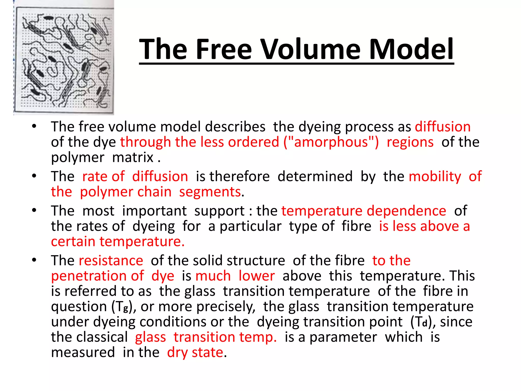 Dyeing kinetics, (diffusion, pore model, free volume model) | PPTX