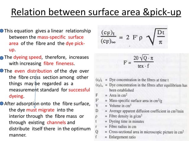 Dyeing kinetics, (diffusion, pore model, free volume model) | PPTX
