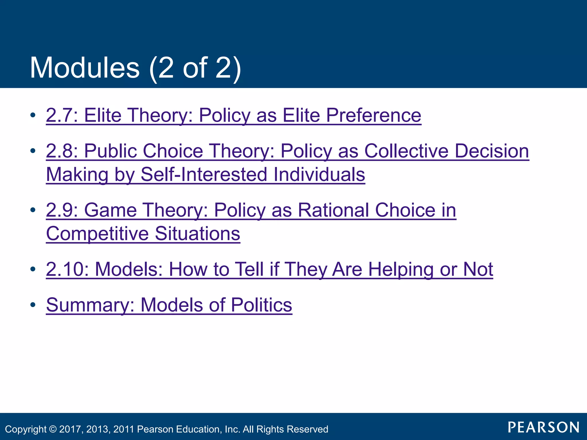 POLS 3346 Chapter 2: Models of Politics (Dye) | PPTX