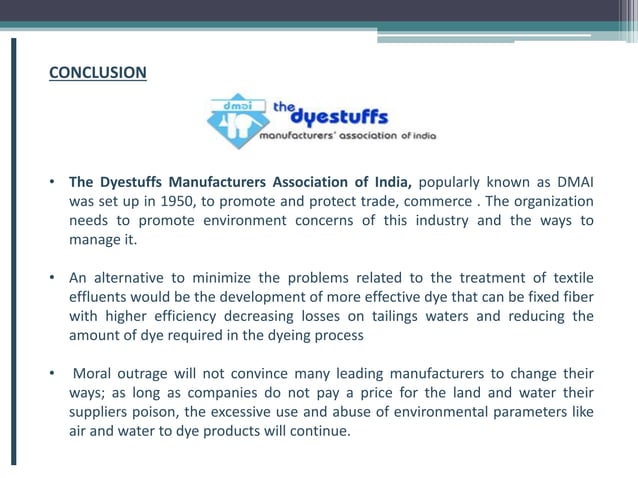 IMPACT OF DYES ON ENVIRONMENT & REMEDIATION | PPTX | Environmental ...