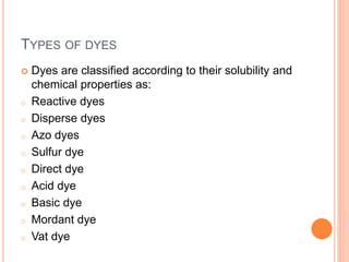 Dyes for fibers | PPTX | Chemistry | Science