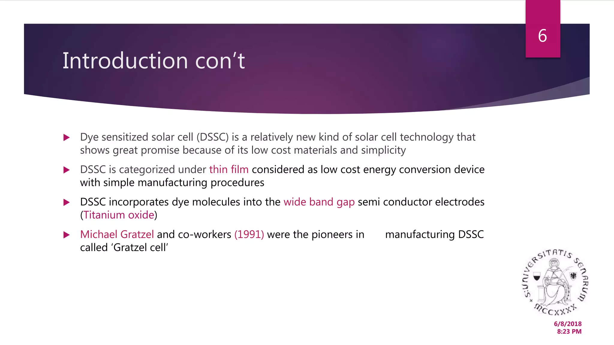 Dye sensitized solar cells | PPTX