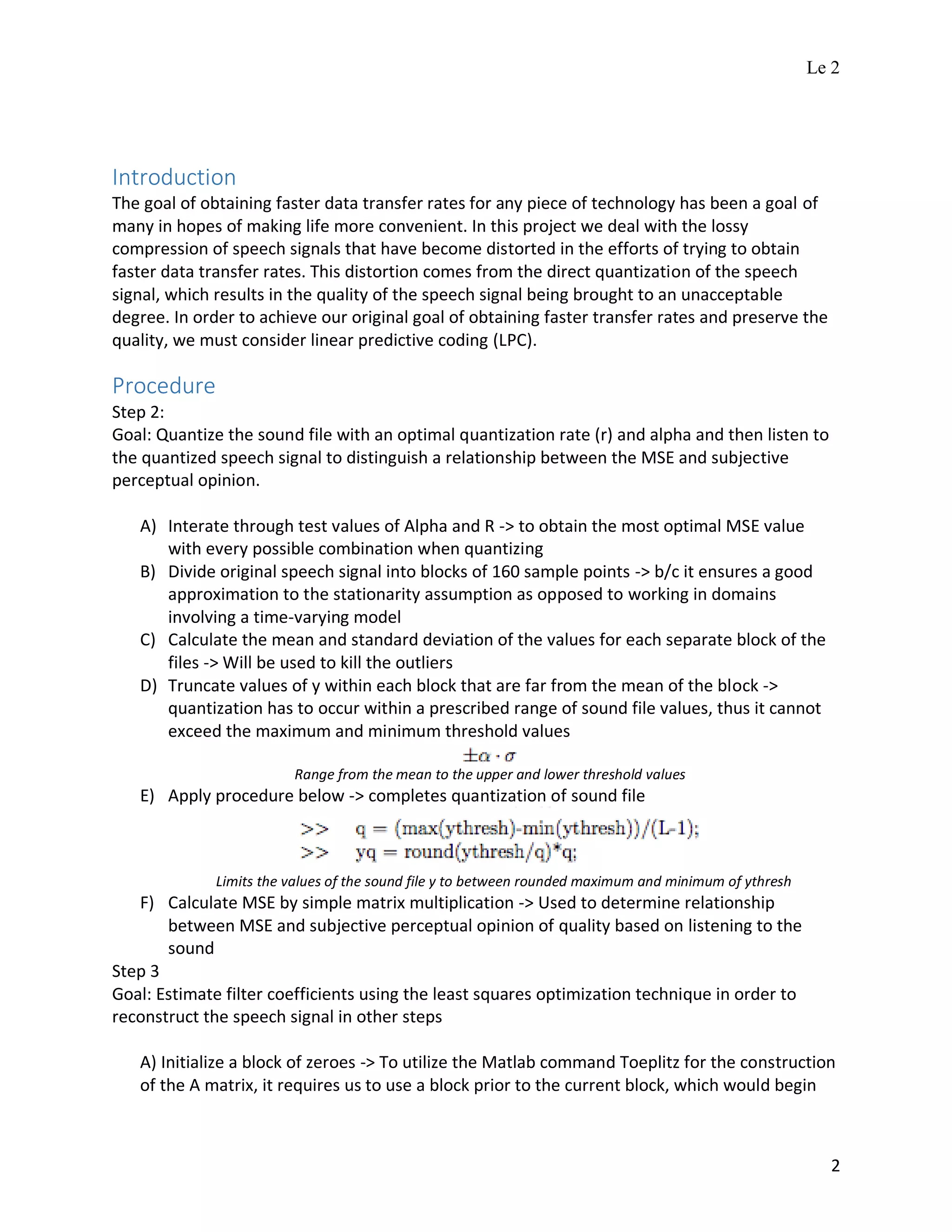 LPC Lossy Compression of Speech Signals | PDF | Digital Audio | Computer Software and Applications