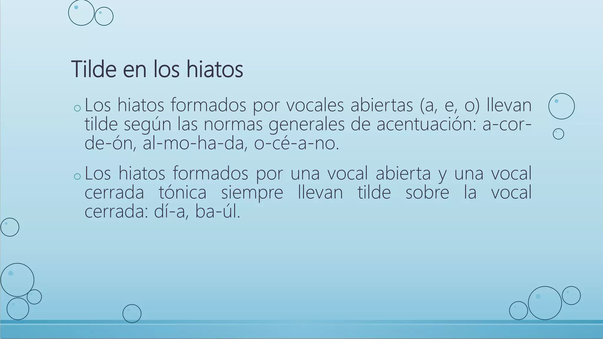 La tilde en los diptongos y los hiatos | PPTX