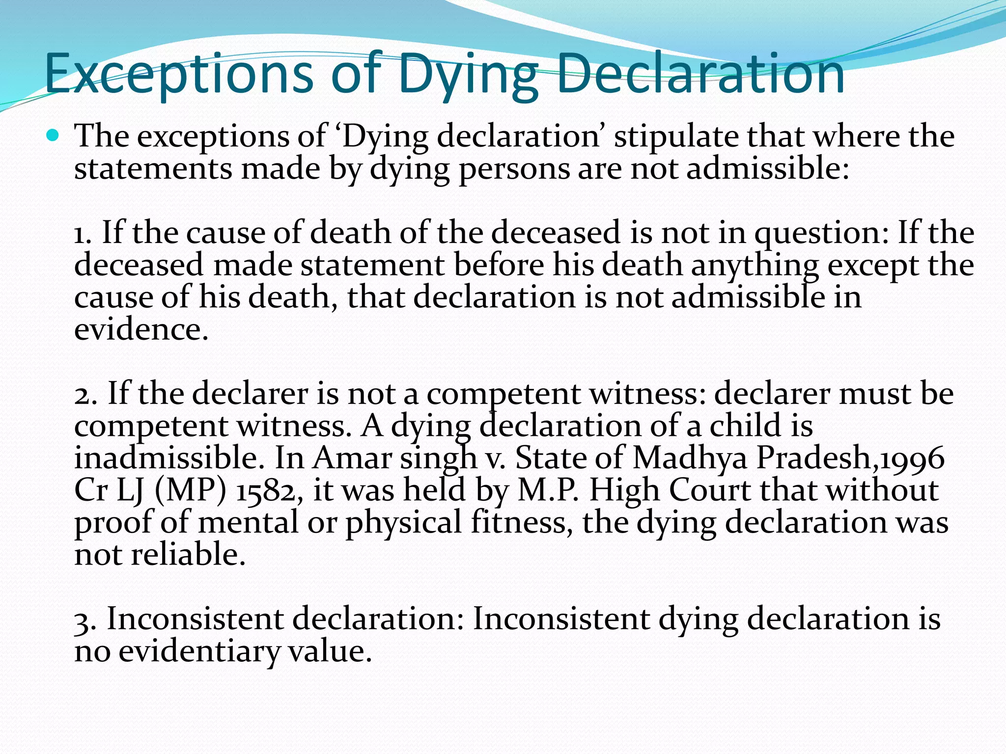 Dying declaration ppt siddharth singh | PPTX