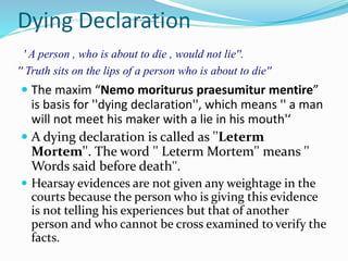 Dying declaration ppt siddharth singh | PPTX