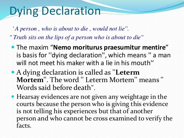 Dying declaration ppt siddharth singh