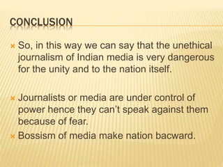 Dying ethics of indian journalist | PPTX