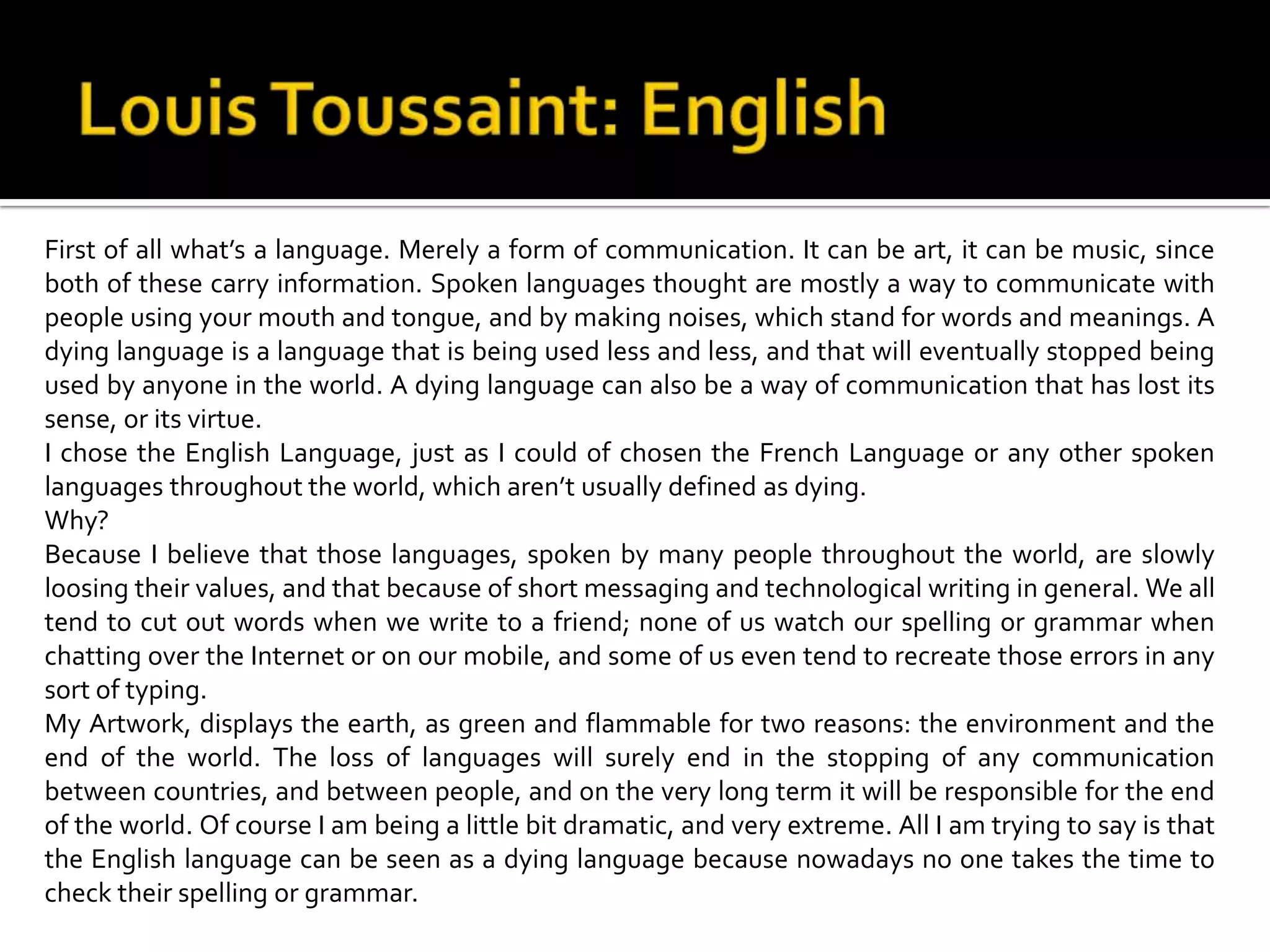 Grade 11 Art Dying Languages | PPTX