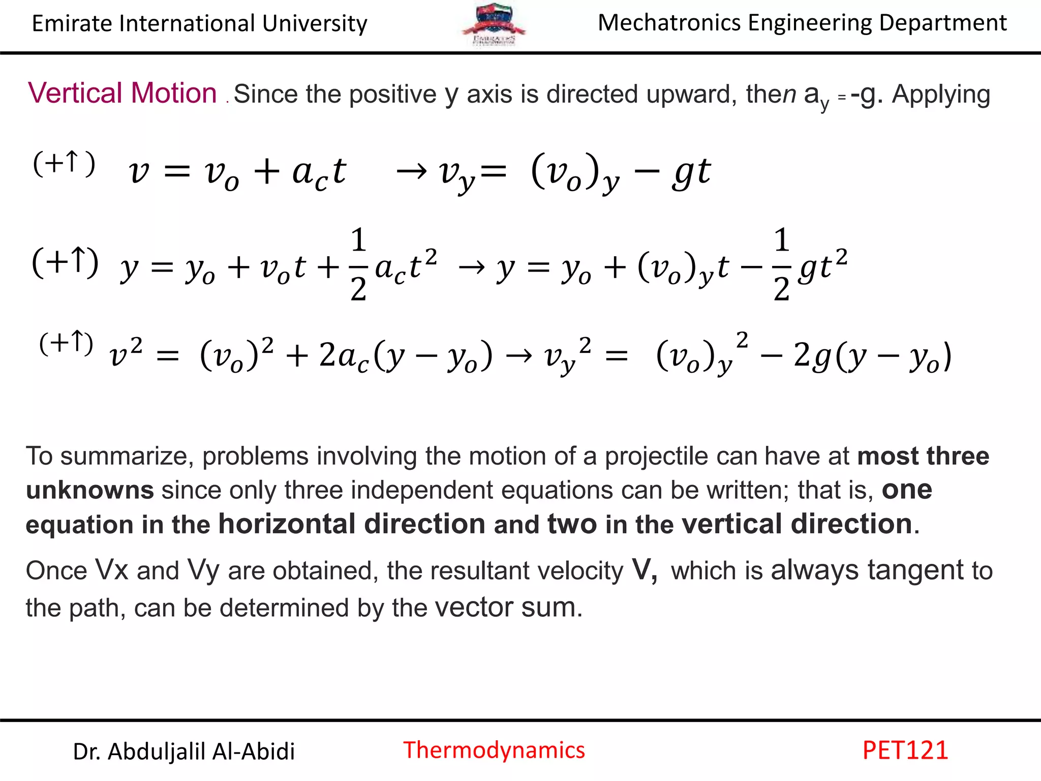 General Curvilinear Motion &Motion of a Projectile | PPTX