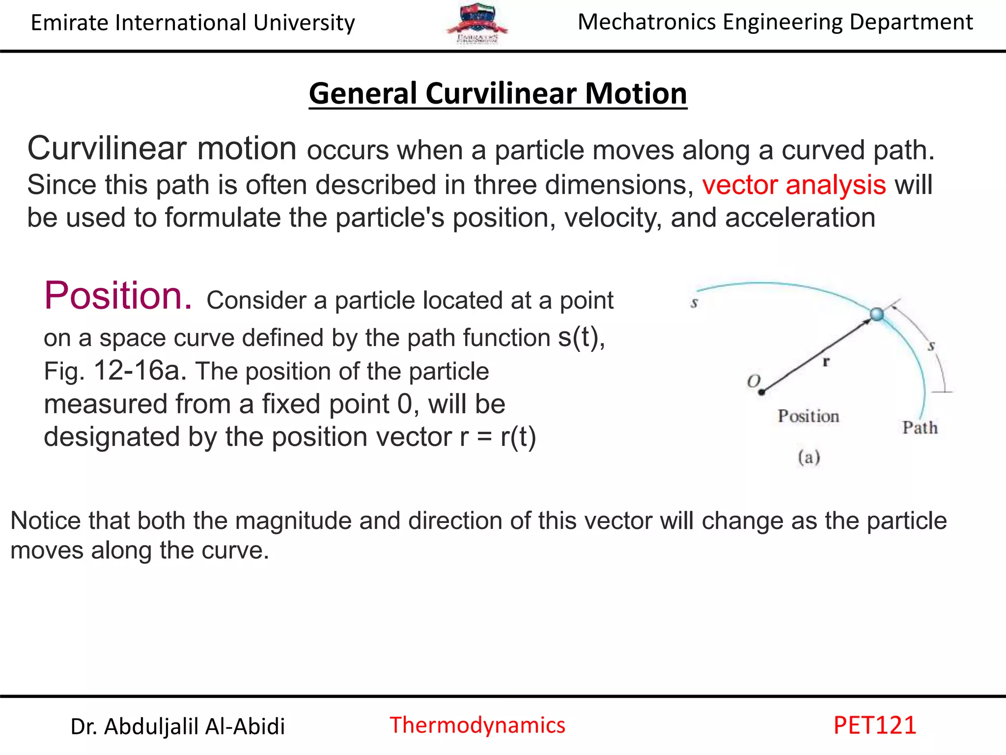 General Curvilinear Motion &Motion of a Projectile | PPTX
