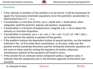 Kinetics of a Particle : Force and Acceleration | PPTX