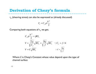 Dymanics of open channel flow | PDF