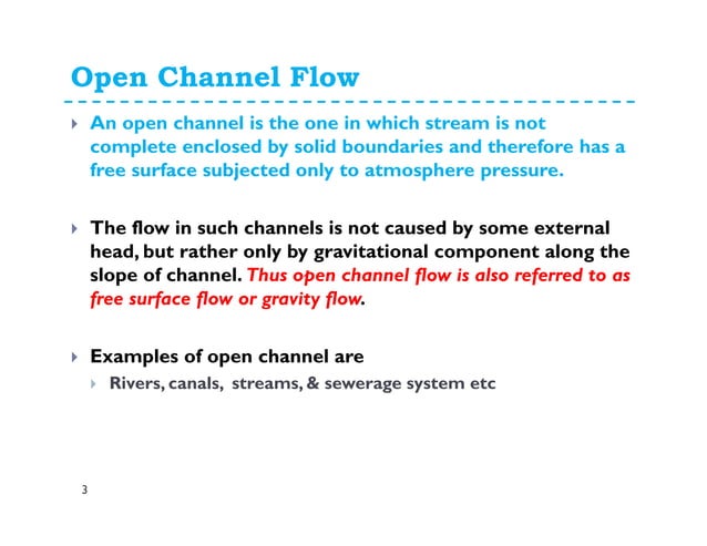 Dymanics of open channel flow | PDF
