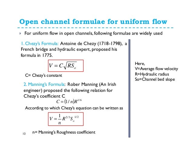 Dymanics of open channel flow